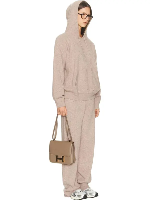 HELSA Cashmere Knit Hoodie - Taupe