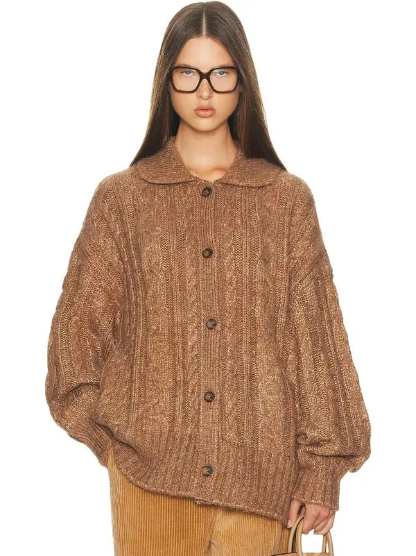 HELSA Jessiah Cable Cardigan - Acorn