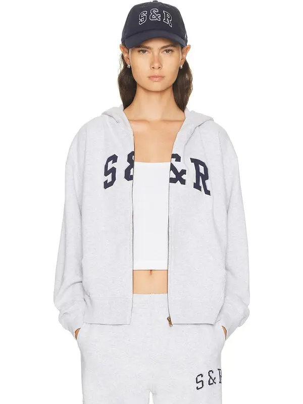 SPORTY & RICH Ivy Zip Hoodie - Heather Gray