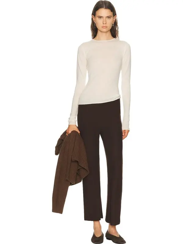 SKIMS Sheer Cashmere Long Sleeve Top - Egret