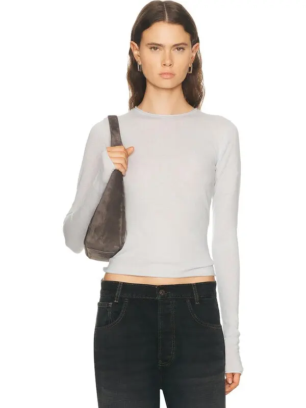 SKIMS Sheer Cashmere Long Sleeve Top - Pearl