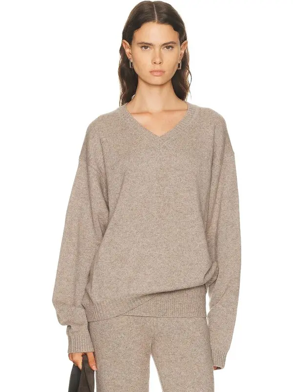SKIMS Cashmere V Neck Pullover Sweater - Linen
