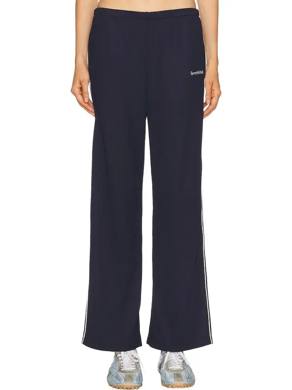 SPORTY & RICH Serif Logo Track Pant - Dark Navy & White
