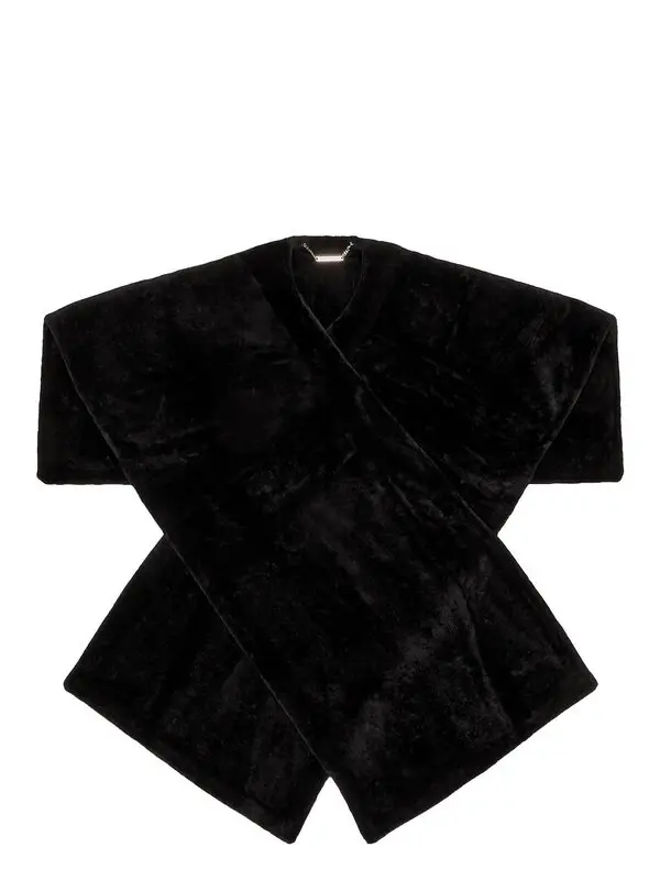 Nour Hammour Edra Draped Shearling Cape - Black