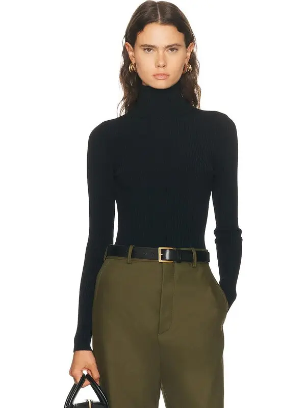 Wardrobe.NYC Matte Turtleneck Top - Black