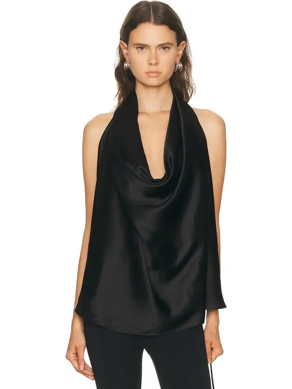 Wardrobe.NYC Satin Halter Blouse - Black