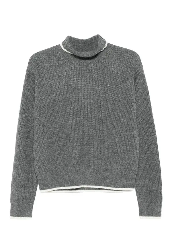 Sandro Ribbed Knit Turtleneck Sweater - Grey