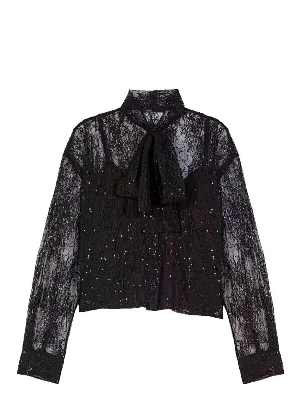 Maje Sequinned Lace Shirt - Black