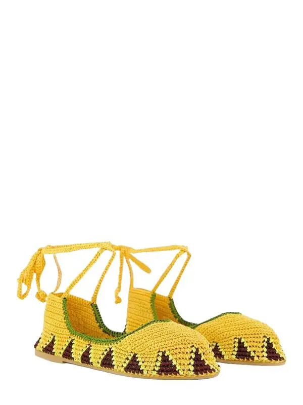 KASHURA Sunflower Crochet Ballet Flats - Yellow