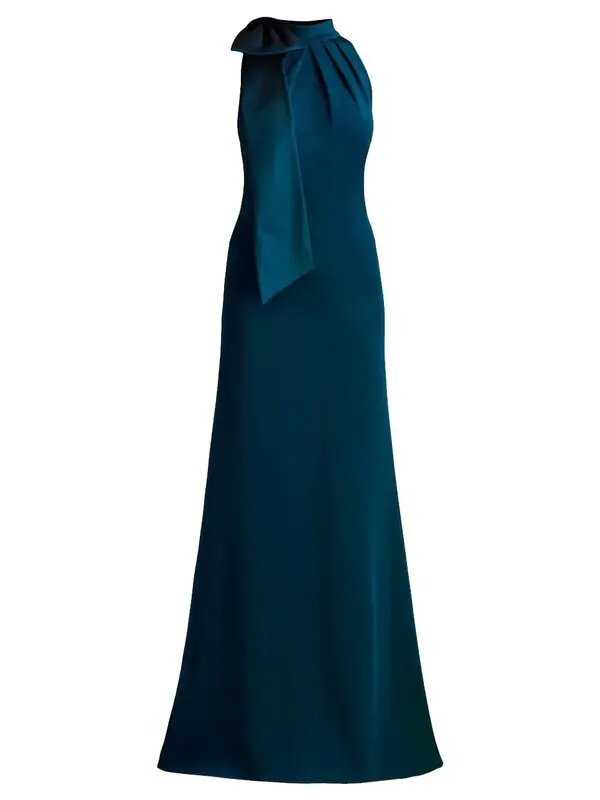 Tadashi Shoji Bow-detail Halter-neck Maxi Dress - Blue