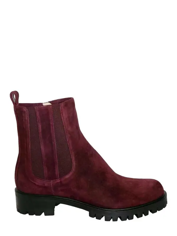 CHUCKIES Lug-sole Suede Ankle Boot - Red