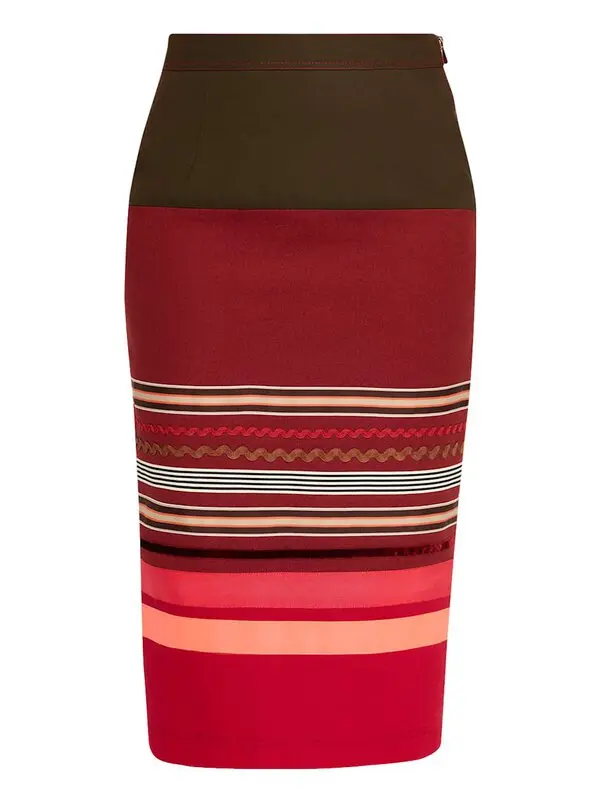 Christopher John Rogers Embroidered Colorblock Pencil Skirt - Sarsaparil