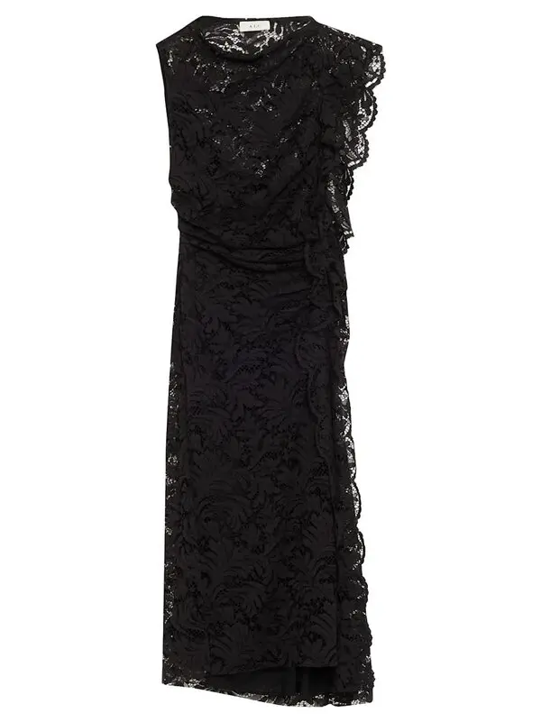 A.L.C. Astrid Draped Lace Midi Dress - Black
