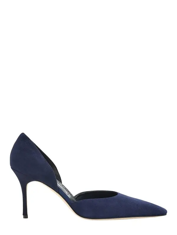Manolo Blahnik 50mm Maren Suede Pumps - Navy