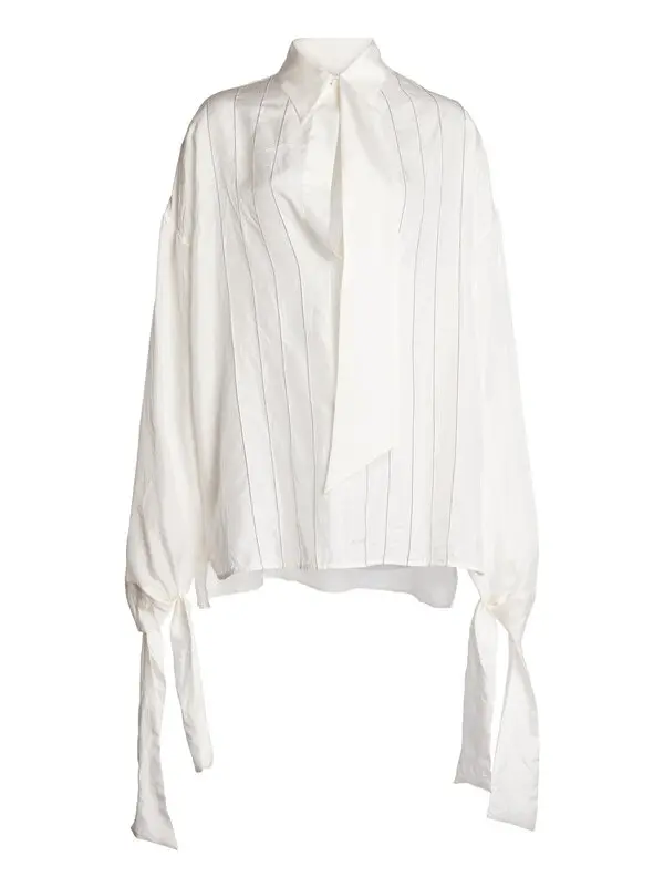 LANVIN Scarf-detailed Silk Top - Off-white