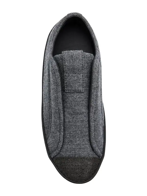 Brunello Cucinelli Wool Monili Slip-on Sneakers - Medium Grey