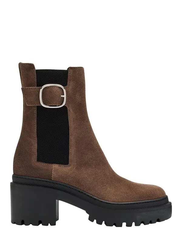 GIUSEPPE ZANOTTI Platform Suede Chelsea Boots - Dark Brown