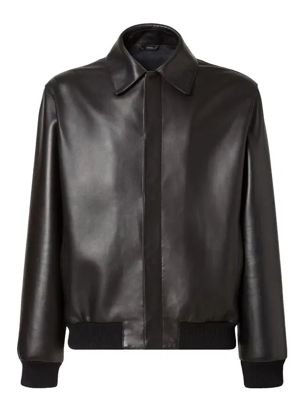 Fendi Leather Blouson Jacket - Black