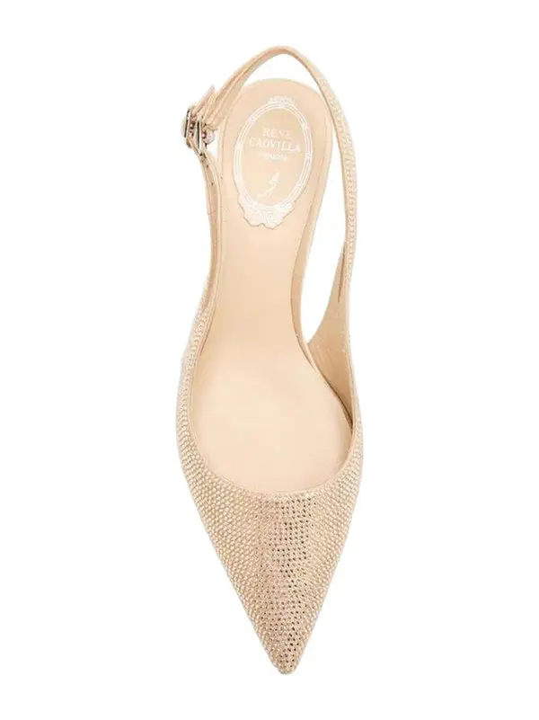 Rene Caovilla Olivia Embellished Slingback Pumps - Beige