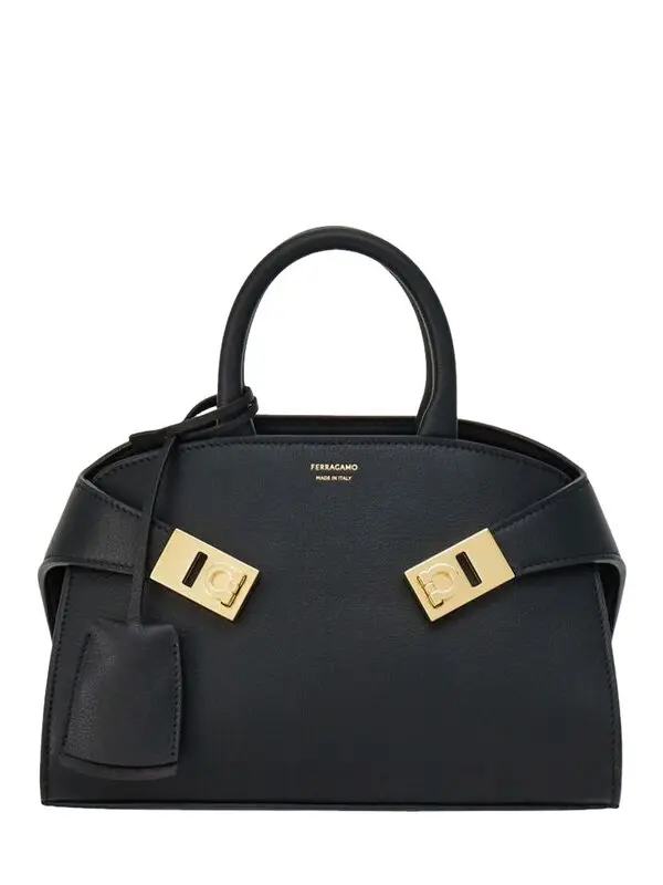 FERRAGAMO Hug Mini Leather Handbag - Black