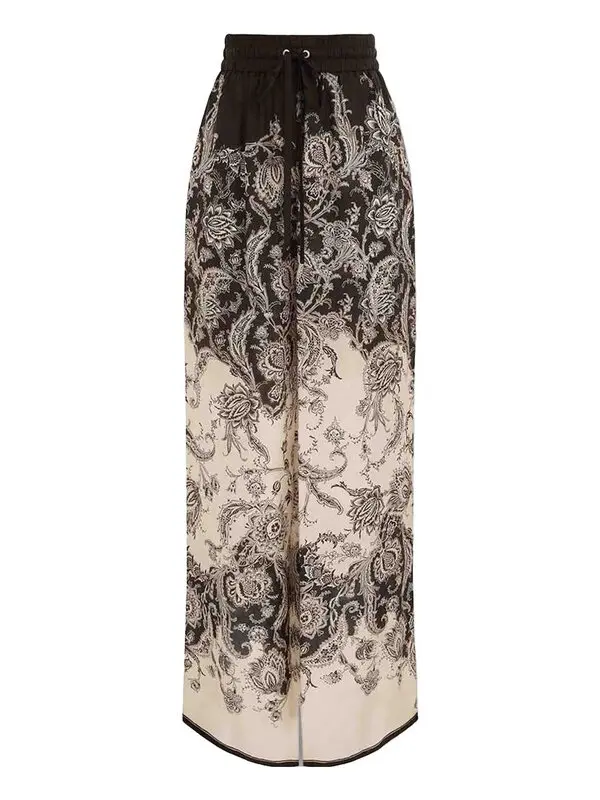 Zimmermann Rhiannon Wide Leg Silk Pants - Black & White