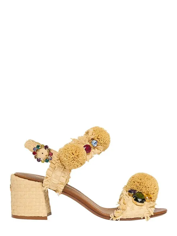 Dolce & Gabbana Raffia Block-heel Sandals - Natural Sand