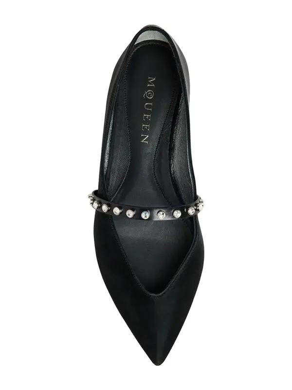 Alexander McQueen Embellished Ballet Flats - Black/bone