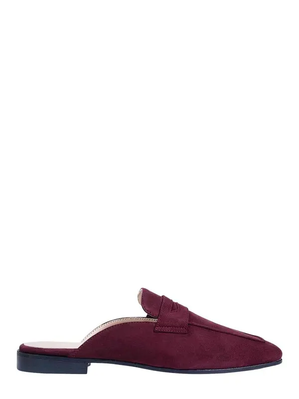 SOPHIQUE Riviera Suede Loafer Mules - Bordeaux