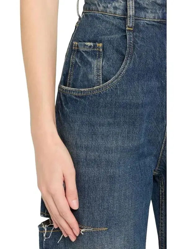 MAISON MARGIELA Slash Slit Barrel-leg Jeans - Blue