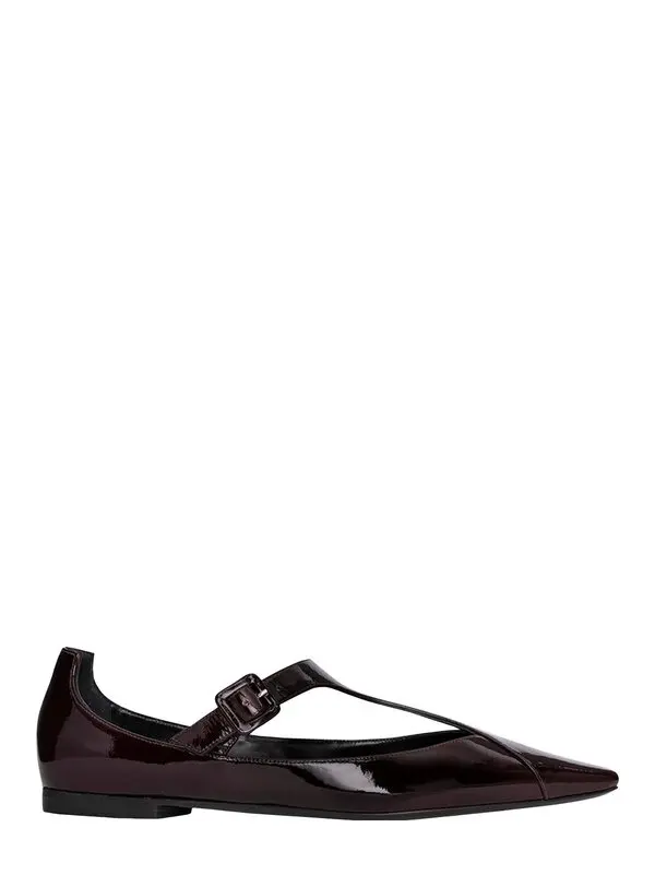 Pierre Hardy Eddie Patent Leather Mary Jane Flats - Burgundy