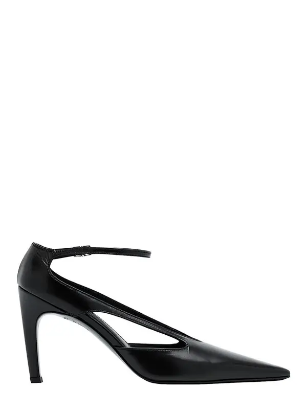 TOTEME Cutout Pointed-toe Leather Pumps - Black
