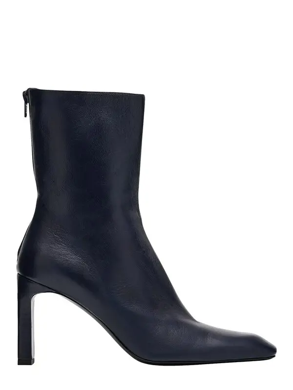 TOTEME Leather Ankle Boots - Navy
