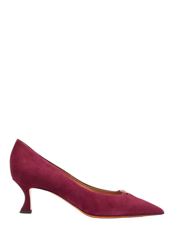 Santoni 55mm Suede Buckle Mid-heel Pumps - Dark Red