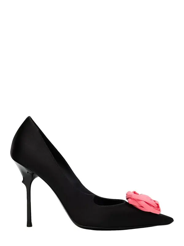 ROGER VIVIER Epine Rose Satin Pumps - Black