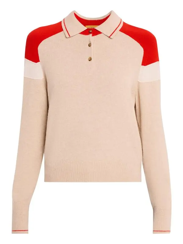 Guest In Residence Alpine Collegiate Cashmere Polo Sweater - Sandstone