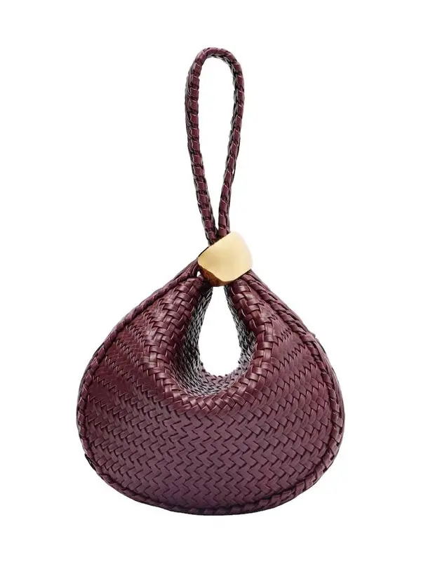 AMANU Zambia Woven Leather Clutch - Burgundy
