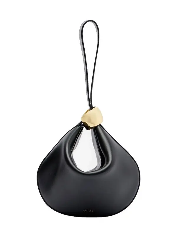 AMANU Zambia Small Leather Top Handle Bag - Black