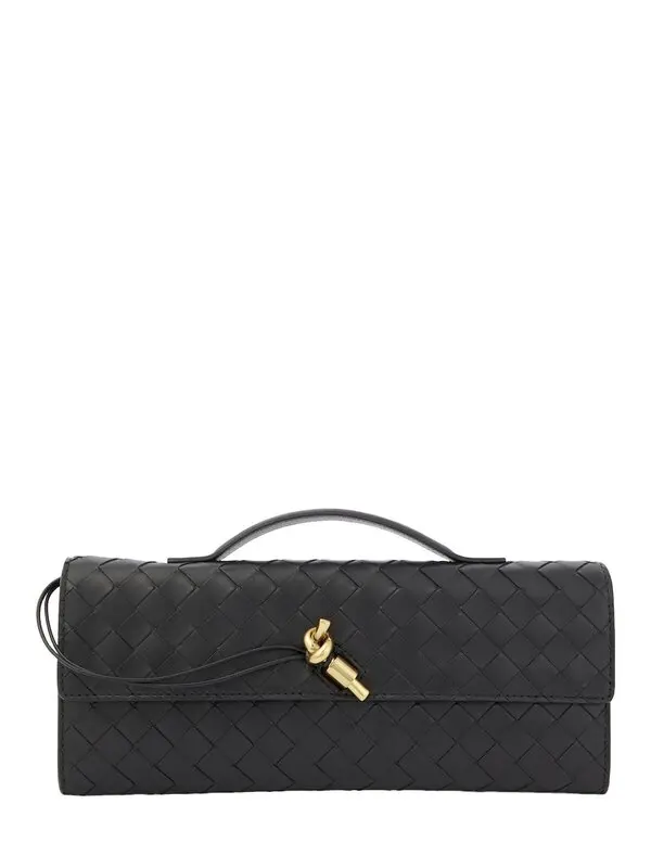 Bottega Veneta Andiamo Intrecciato Leather Clutch - Black