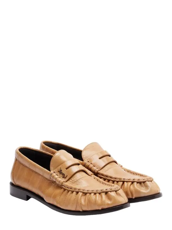 Saint Laurent Eel Leather Penny Loafers - Beige