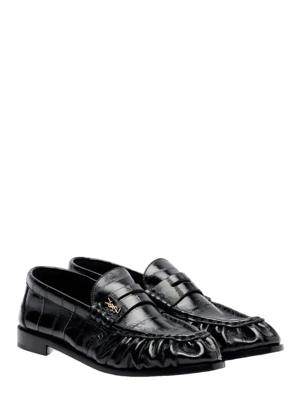 Saint Laurent Leather Penny Loafers - Black
