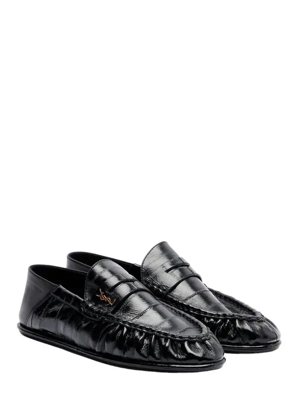 Saint Laurent Eel Leather Penny Loafers - Black