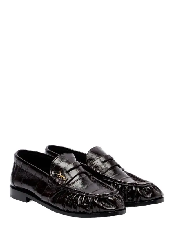 Saint Laurent Eel Leather Penny Loafers - Brown