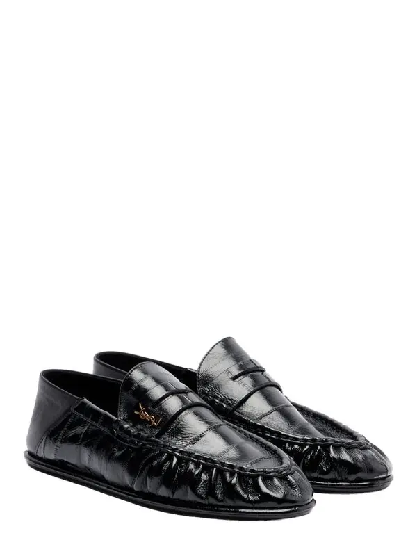 Saint Laurent Leather Penny Loafers - Black