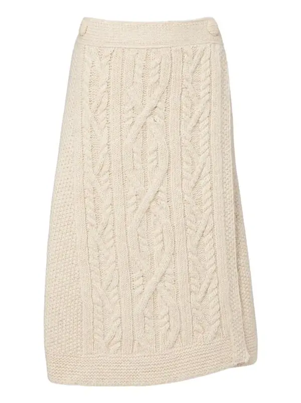 Moncler Cable-knit Wool And Mohair Midi Skirt - White