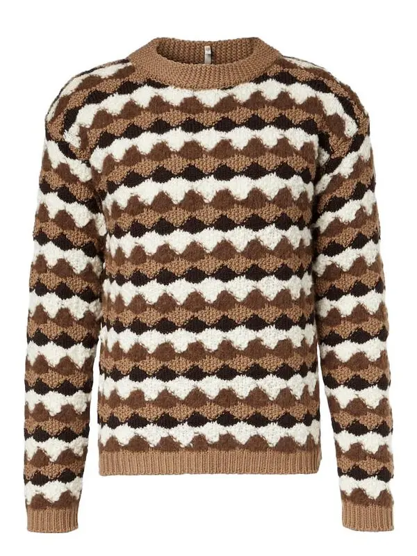Moncler Wool And Alpaca-blend Jacquard Sweater - Brown
