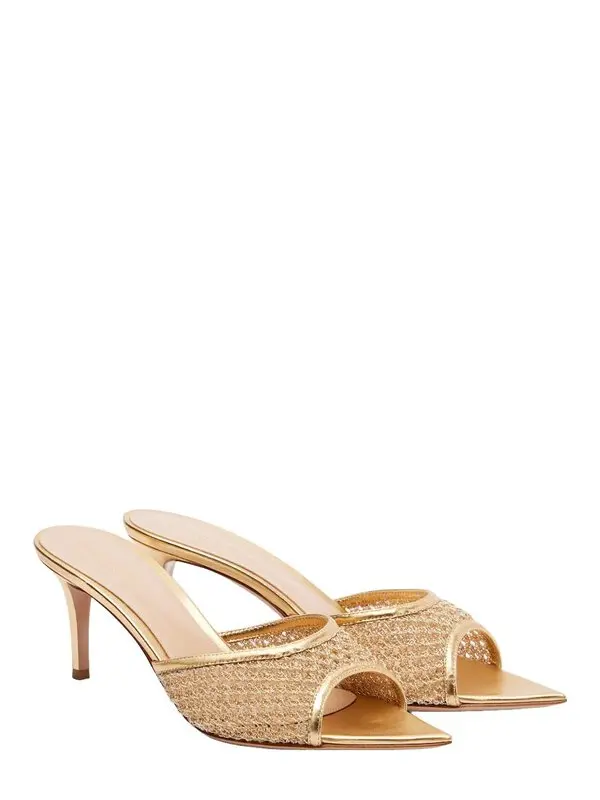GIANVITO ROSSI Dorotea Metallic Leather-trimmed Mules - Gold