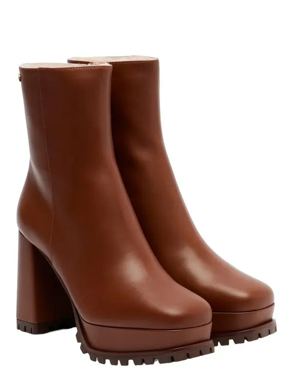 GIANVITO ROSSI 70 Shearling-lined Platform Ankle Boots - Brown