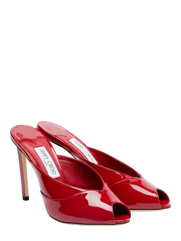 JIMMY CHOO Brigitte 100 Patent Leather Mules - Red