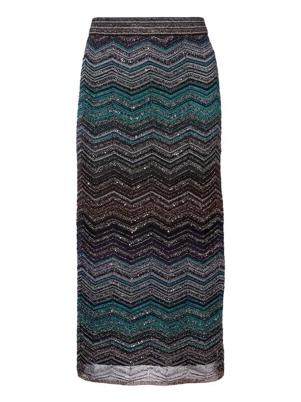 Missoni Zig Zag Lamé Midi Skirt - Multicoloured