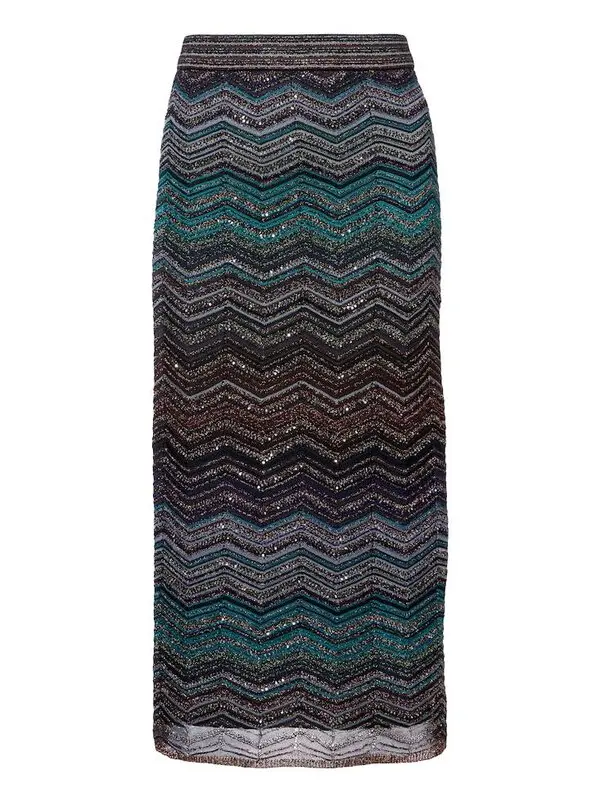 Missoni Zigzag Lamé Midi Skirt - Multicoloured